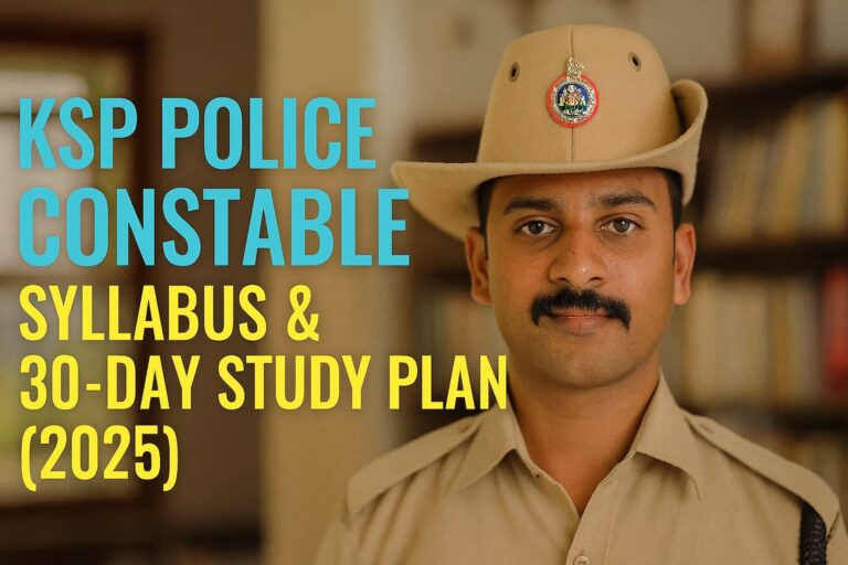 KSP Police Constable Syllabus & Study Plan 2025 | PDF Format